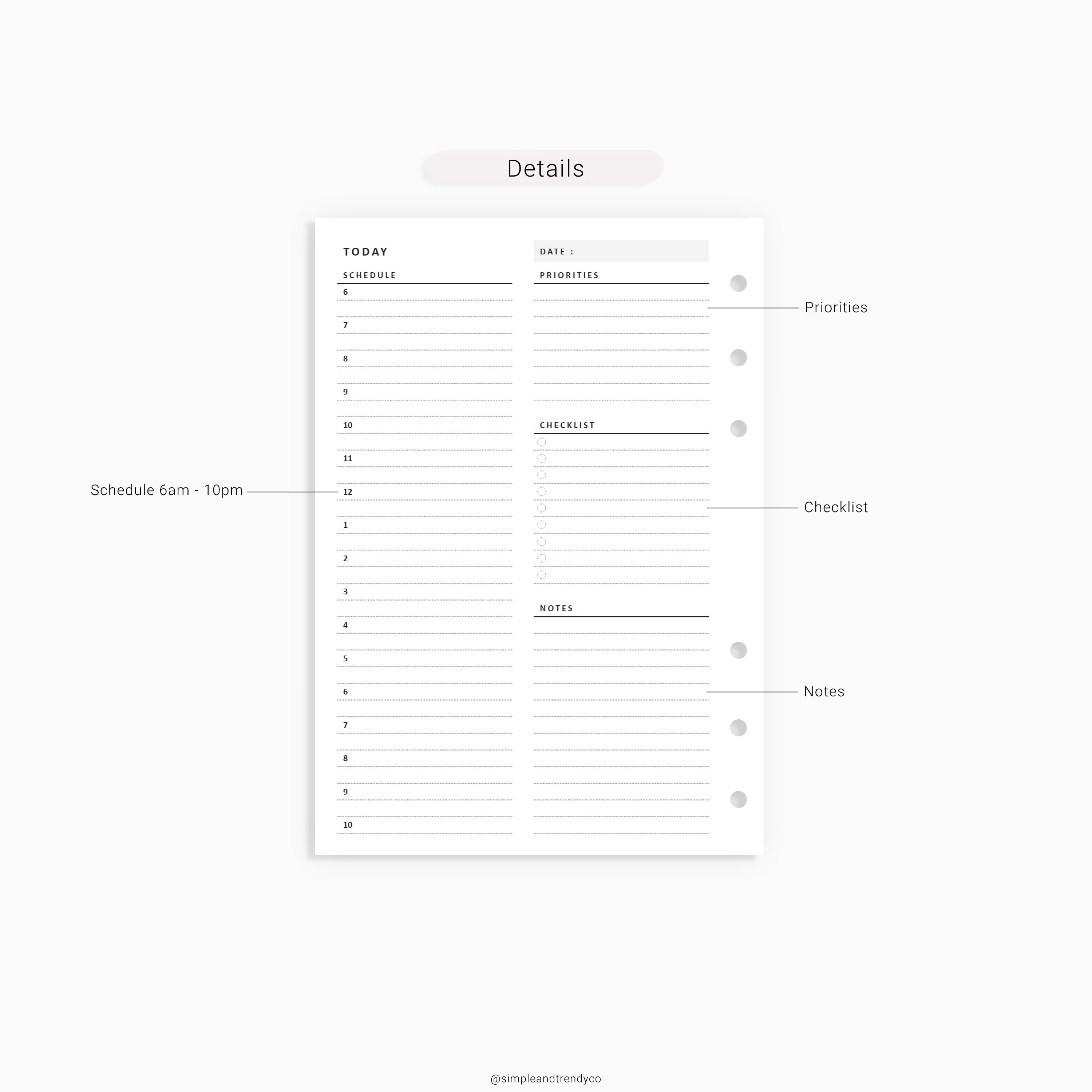 Daily Planner Printable Personal Wide Daily Planners Half | Etsy