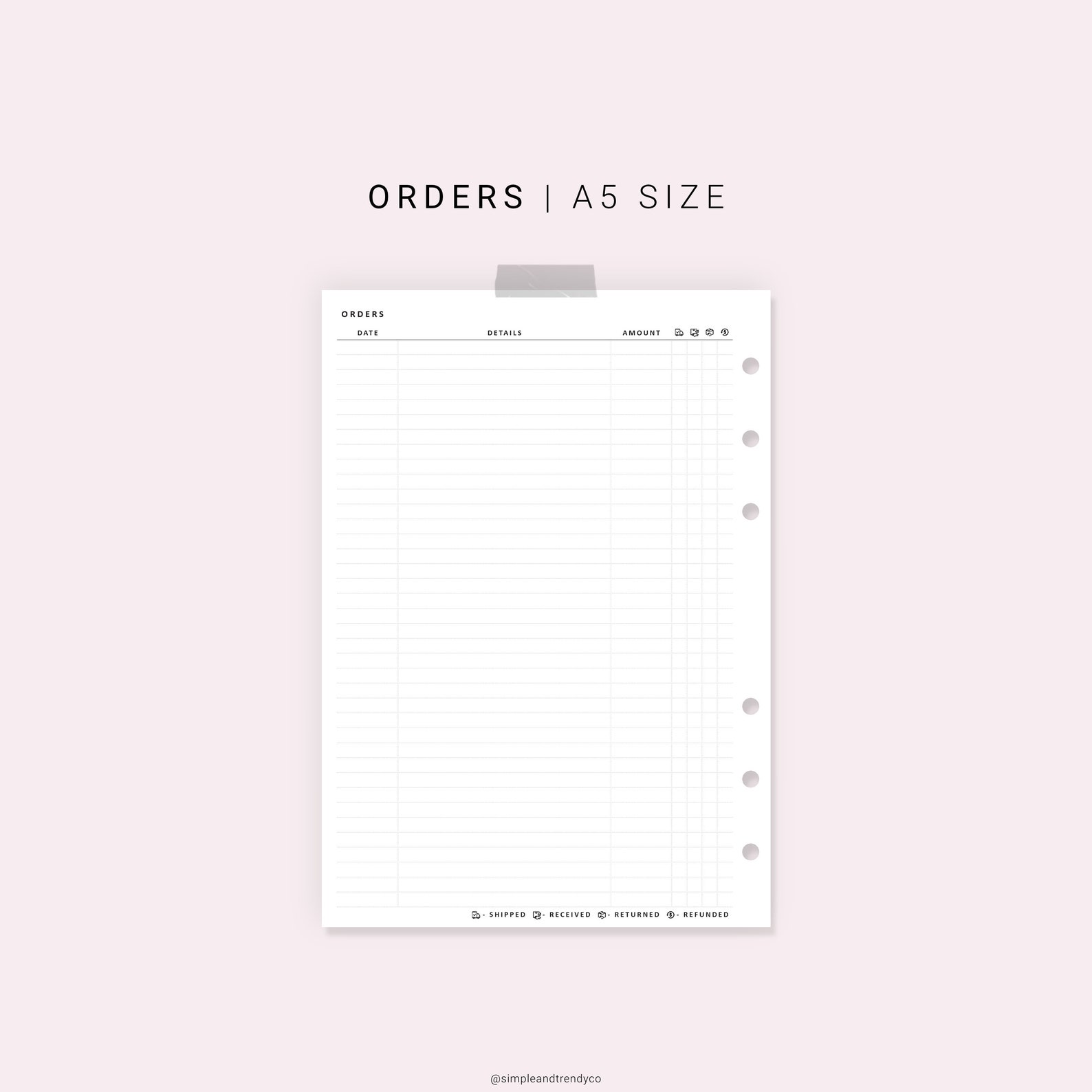 Order Tracker Printable A5 Planner Inserts - Etsy