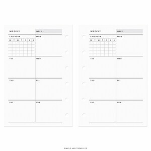 Week on One Page Printable Pocket Size, Weekly 1 Page Vertical Weekly ...