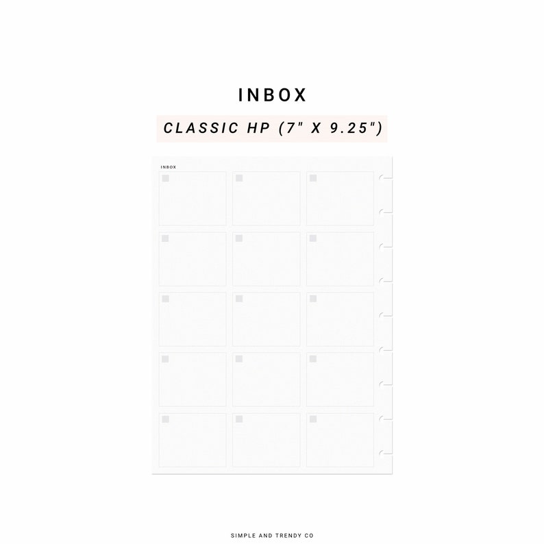 Printable Inbox Happy Planner Classic Inbox Insert Inbox - Etsy