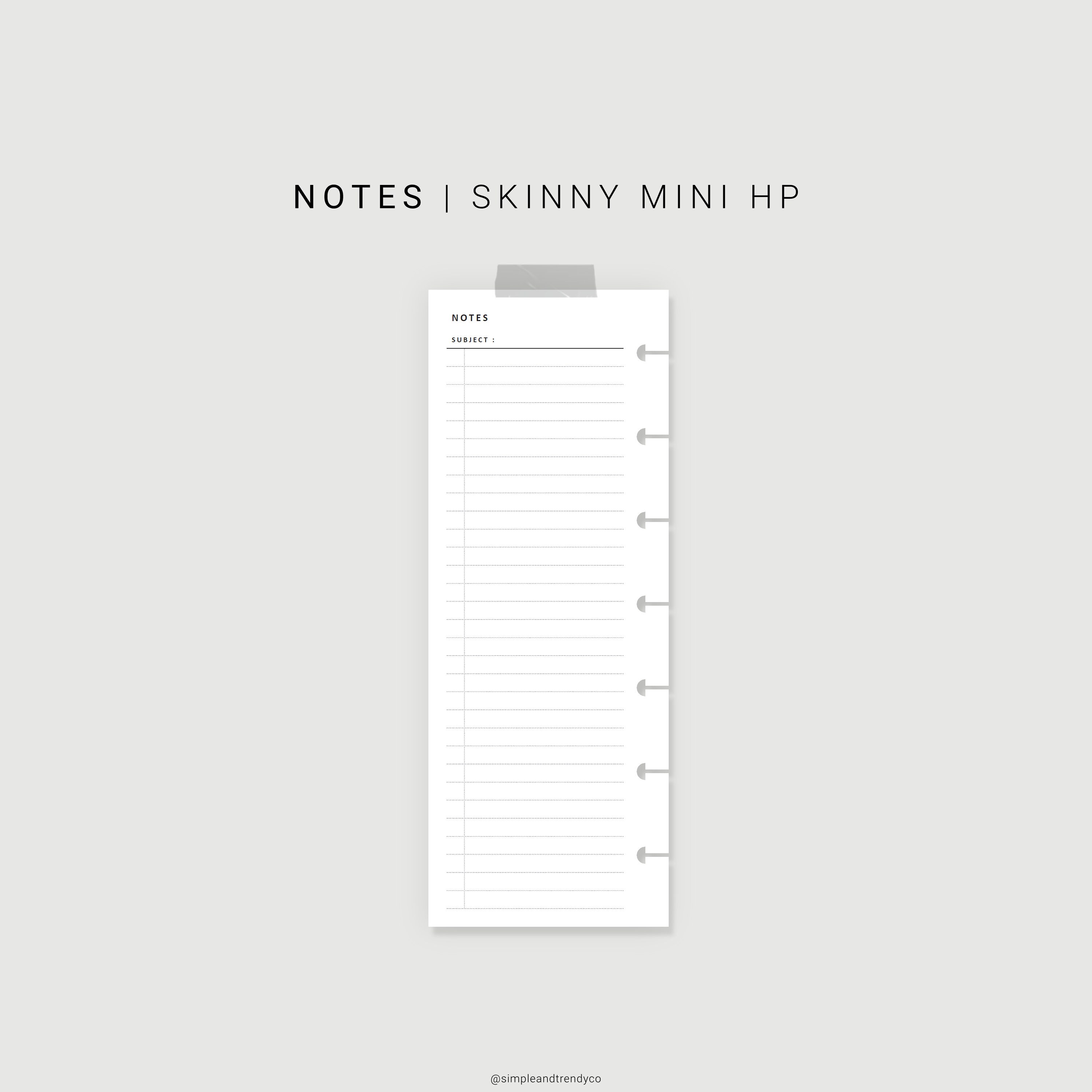 Notes Paper Skinny Mini HP Printable Writing Paper Lined | Etsy