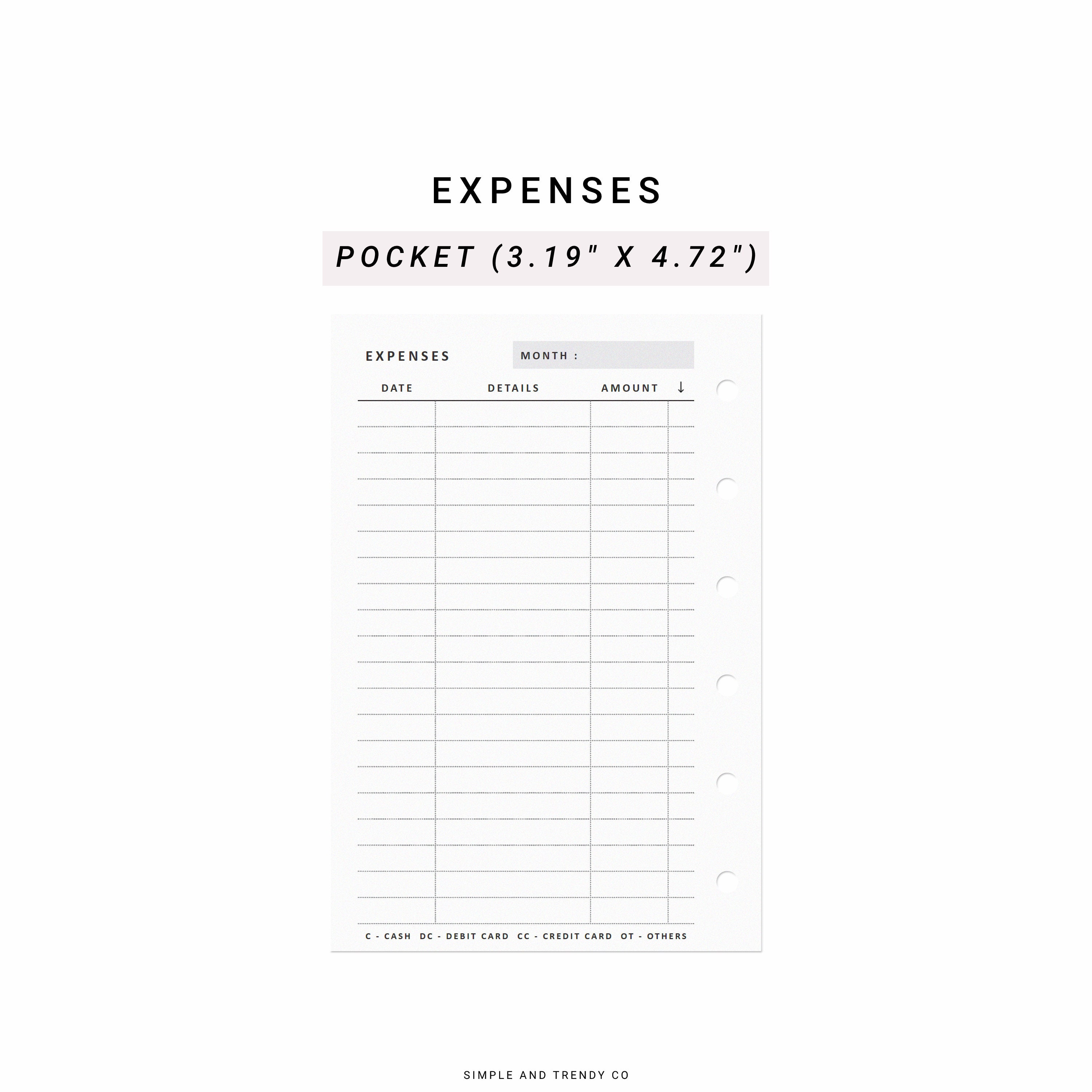 Expense Tracker Pocket Size Printable Personal Expenses - Etsy