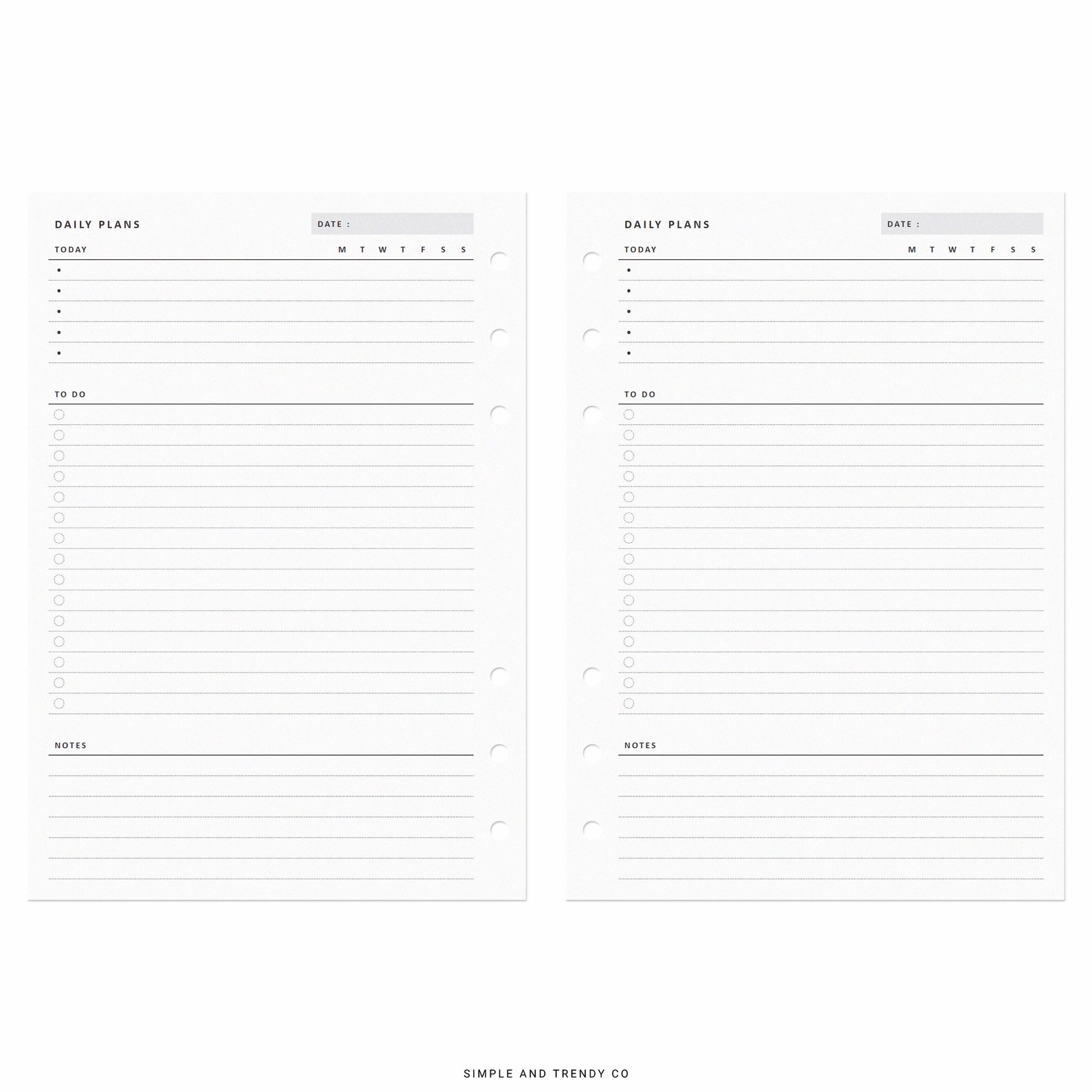 Daily Planner Printable Personal Wide Daily Organiser Daily - Etsy