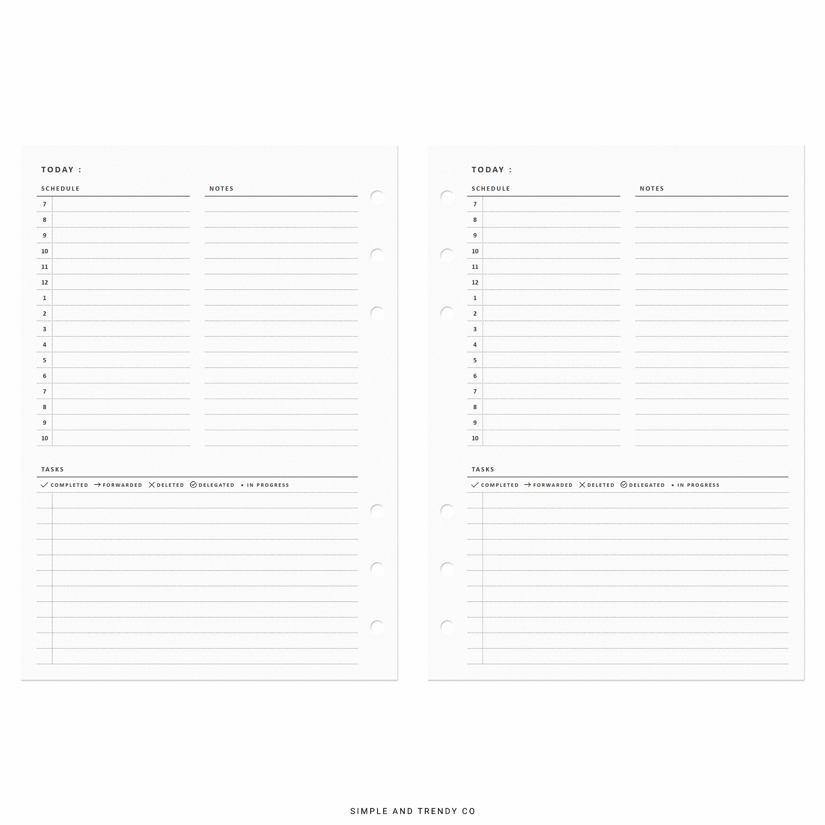 Daily Planner Personal Wide Printable Undated Day Planner - Etsy