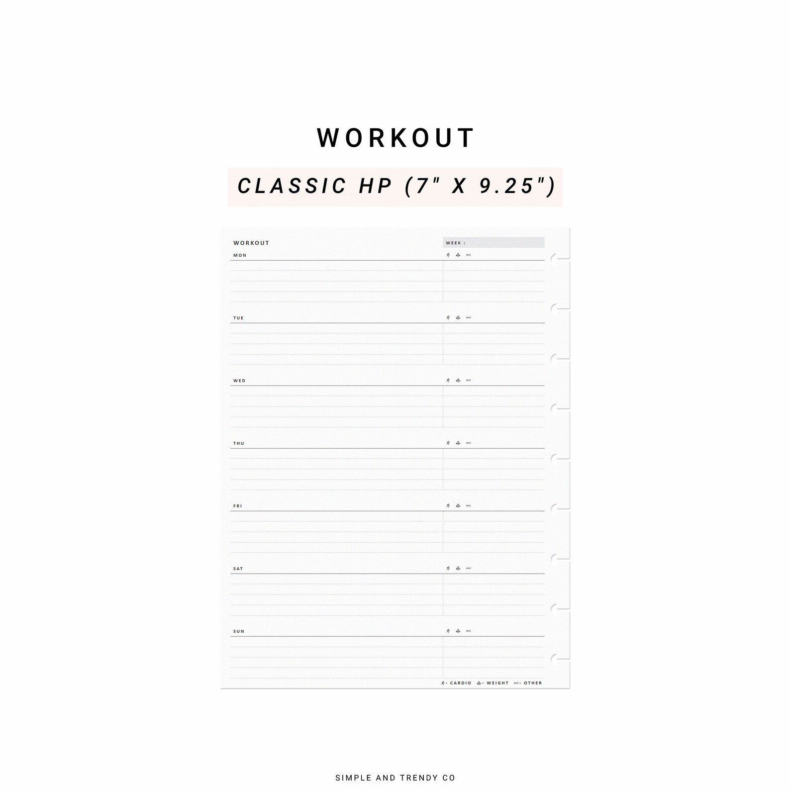 Workout Tracker Happy Planner Classic Printable Weekly - Etsy