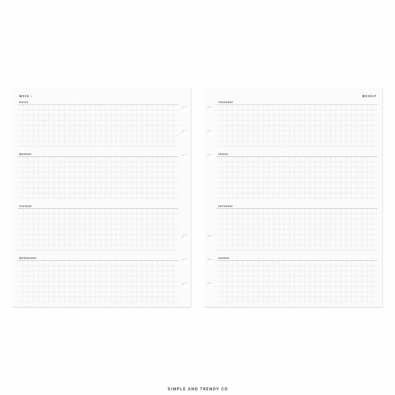 A5 Wide Weekly Planner Printable Weekly Schedule Printable - Etsy
