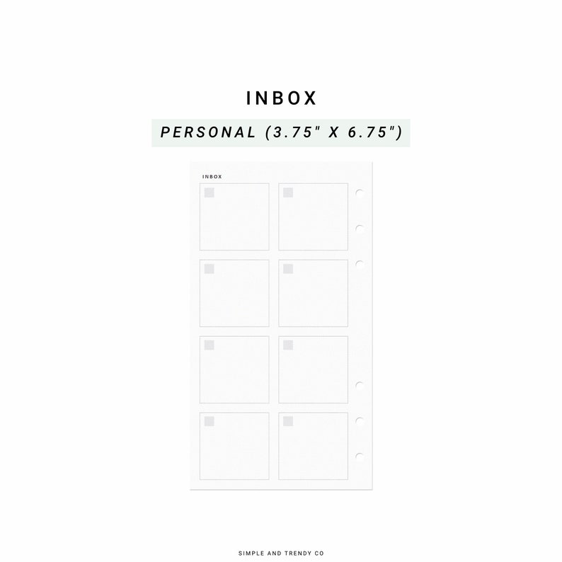 Printable Inbox Personal Planner Inserts Inbox Insert Inbox - Etsy
