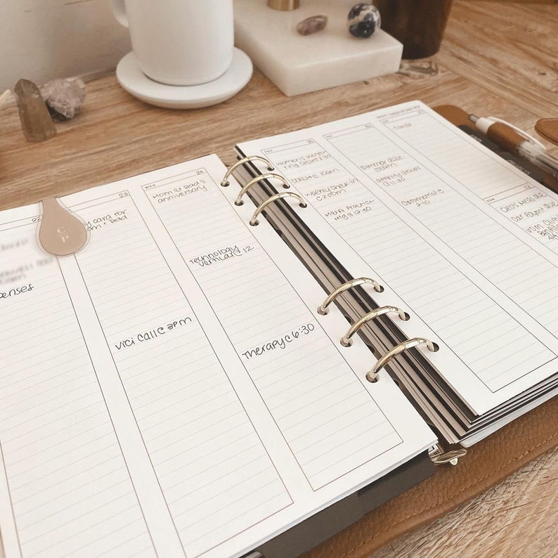 Vertical Weekly Planner 1.5 Inch Column A5 Planner Insert EC | Etsy