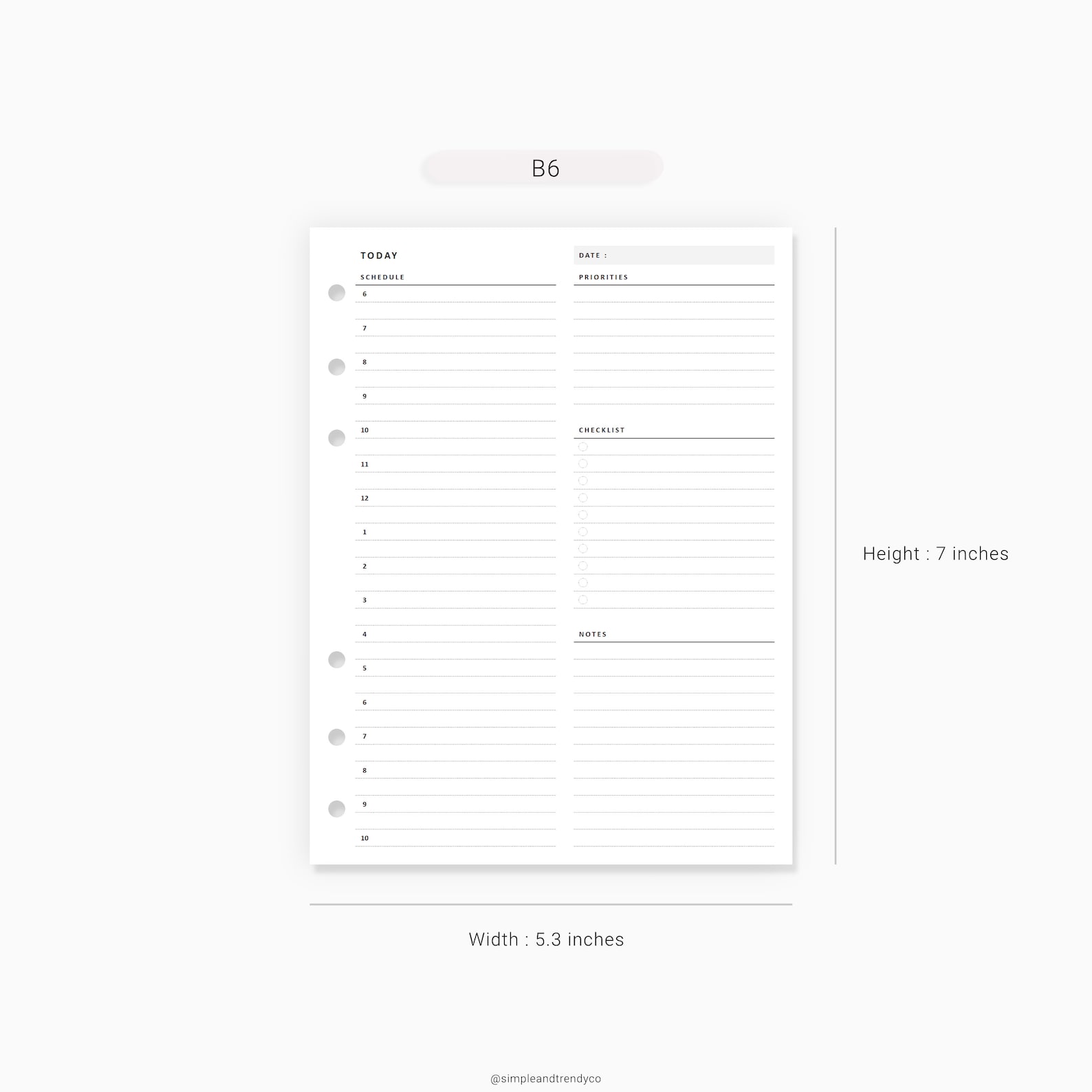 Daily Planner Printable B6 Size Daily Planners Half Hour | Etsy