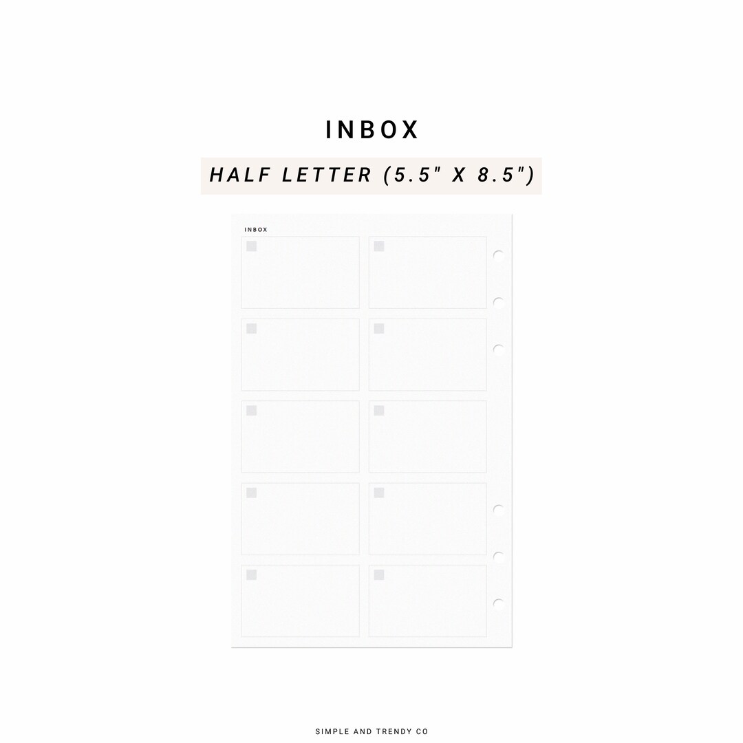 Printable Inbox Half Size Half Letter Inserts, Inbox Insert Inbox ...