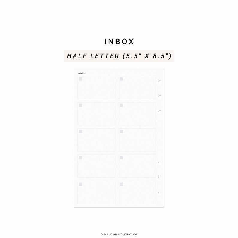 Printable Inbox Half Size Half Letter Inserts Inbox Insert - Etsy