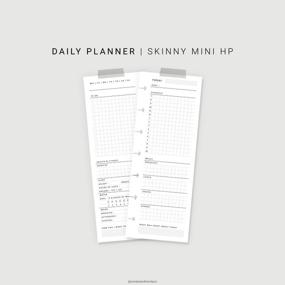 Daily Planner Skinny Mini Happy Planner Minimalist Printable | Etsy