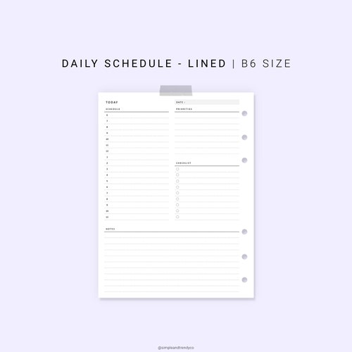Daily Planner Printable B6 Inserts Daily Planners and | Etsy
