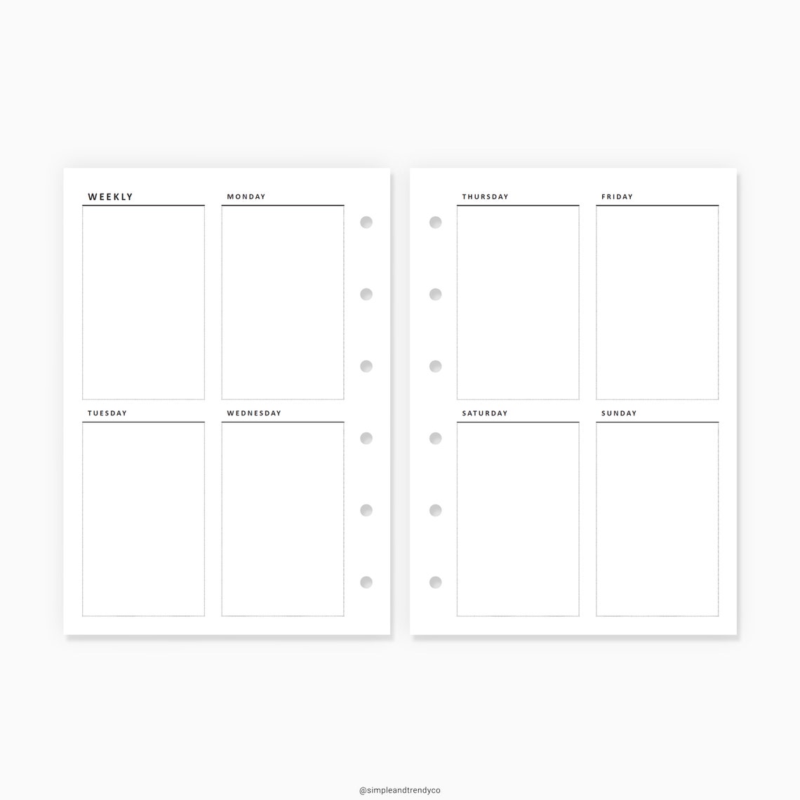 Week on 2 Two Pages Pocket XL Weekly Agenda Vertical Weekly | Etsy