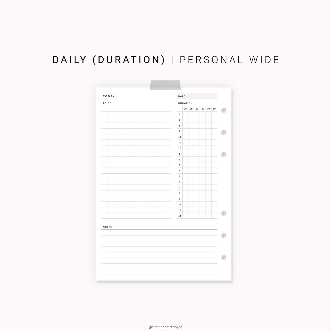 Daily Planner Printable Personal Wide Daily Organizers Daily | Etsy
