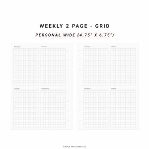Week on 2 Two Pages Personal Wide Weekly Agenda Vertical - Etsy