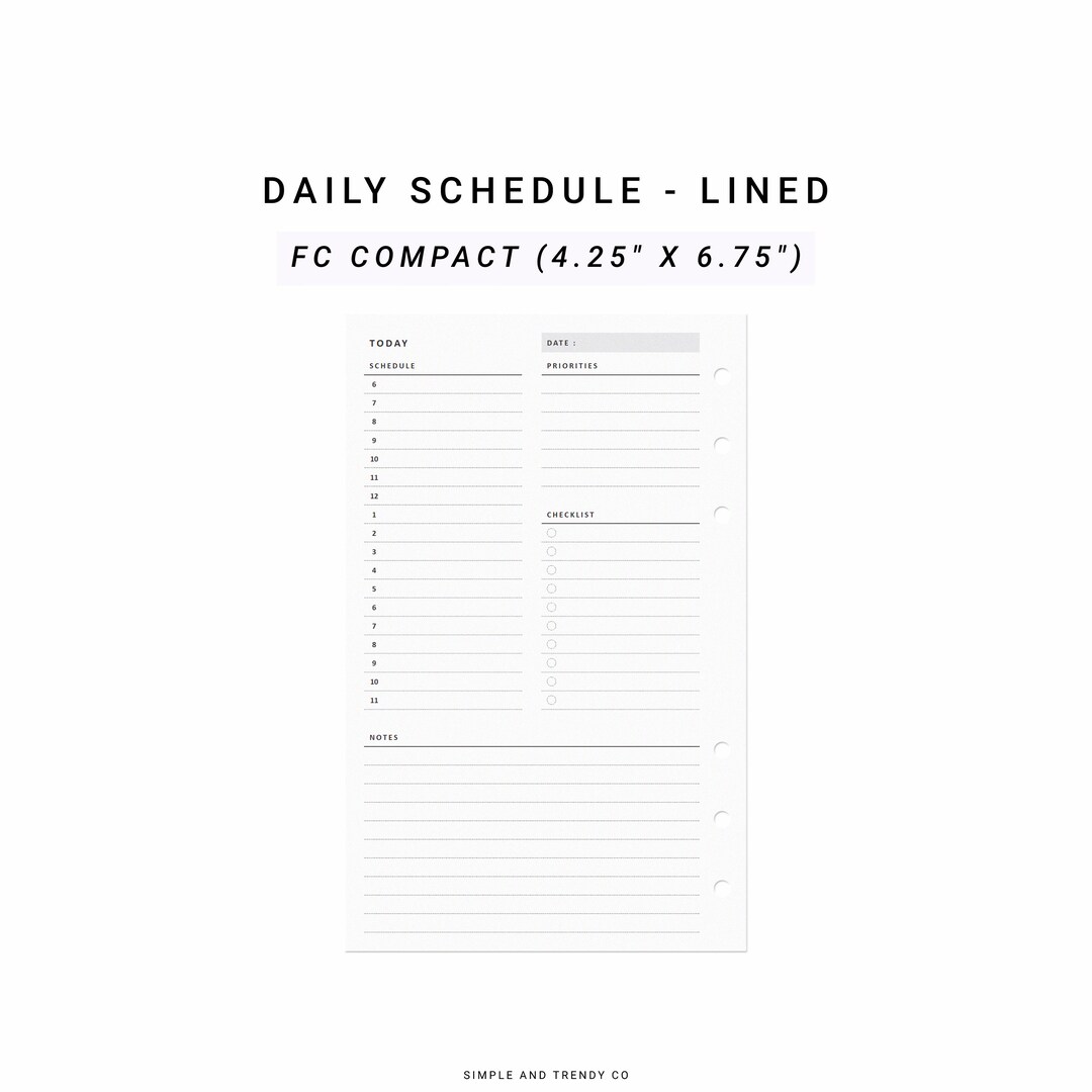 FC Compact Daily Planner Printable Daily Planners and - Etsy