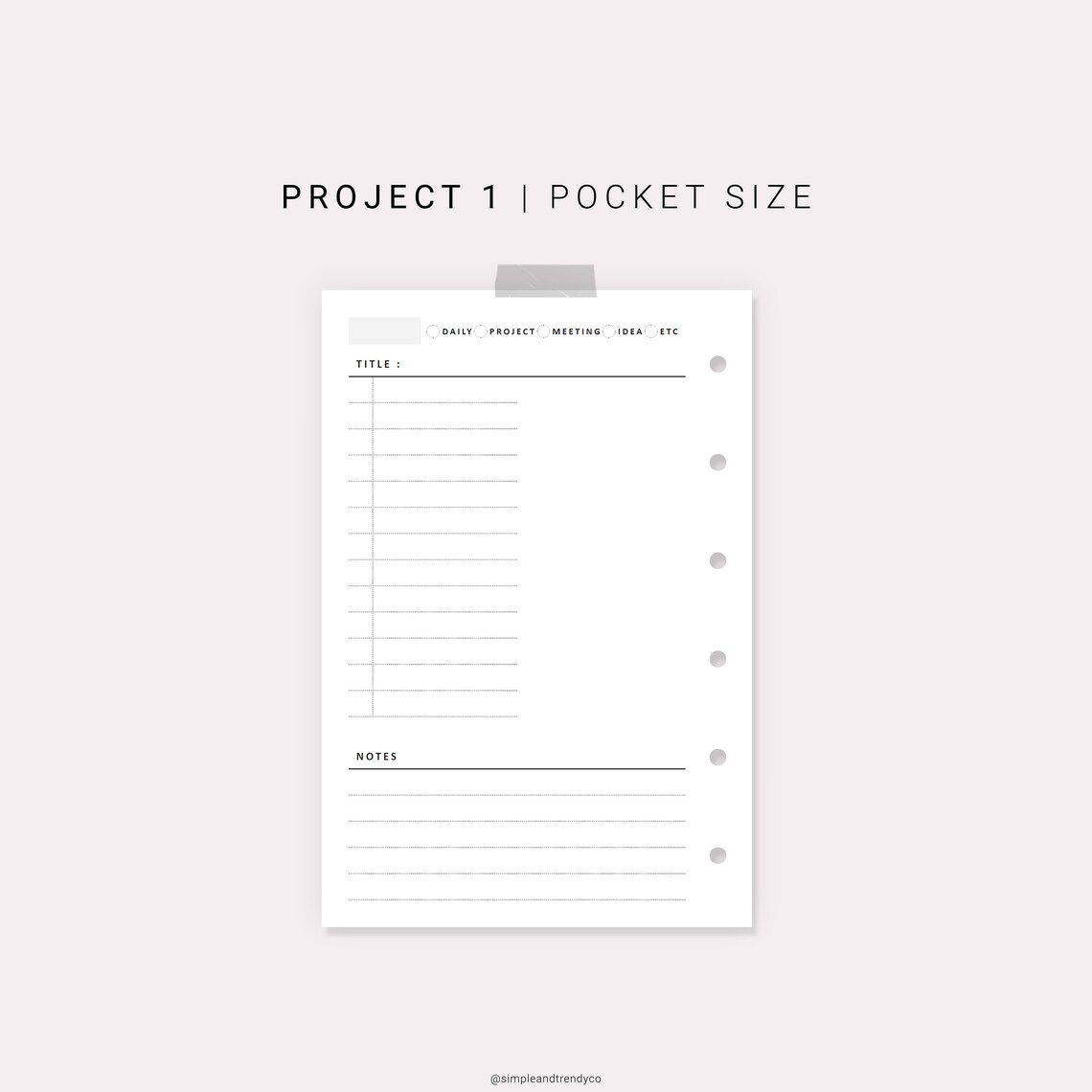 Project Planner Pocket Size Printable Daily Planner Ideas | Etsy
