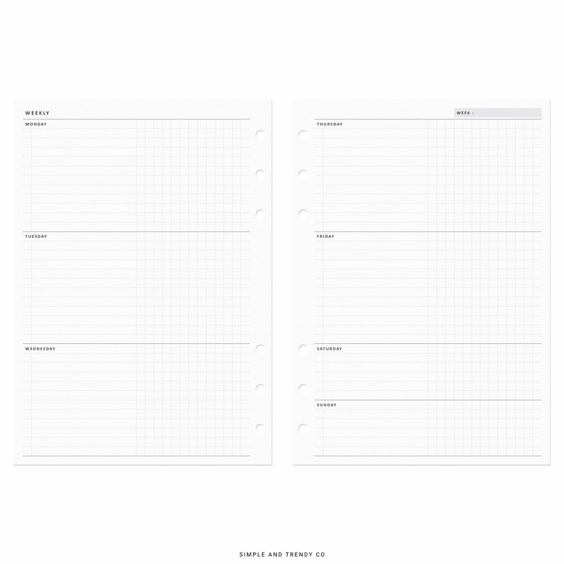 Weekly Planner Printable A5 Planner Inserts Weekly to Do - Etsy
