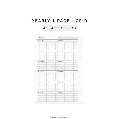 Yearly Planner Printable Yearly Overview Inserts A5 Year at - Etsy UK