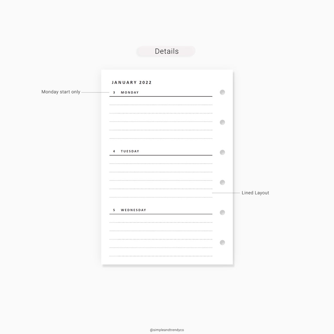 2022 Dated Weekly Agenda Weekly Planner Lined Printable | Etsy