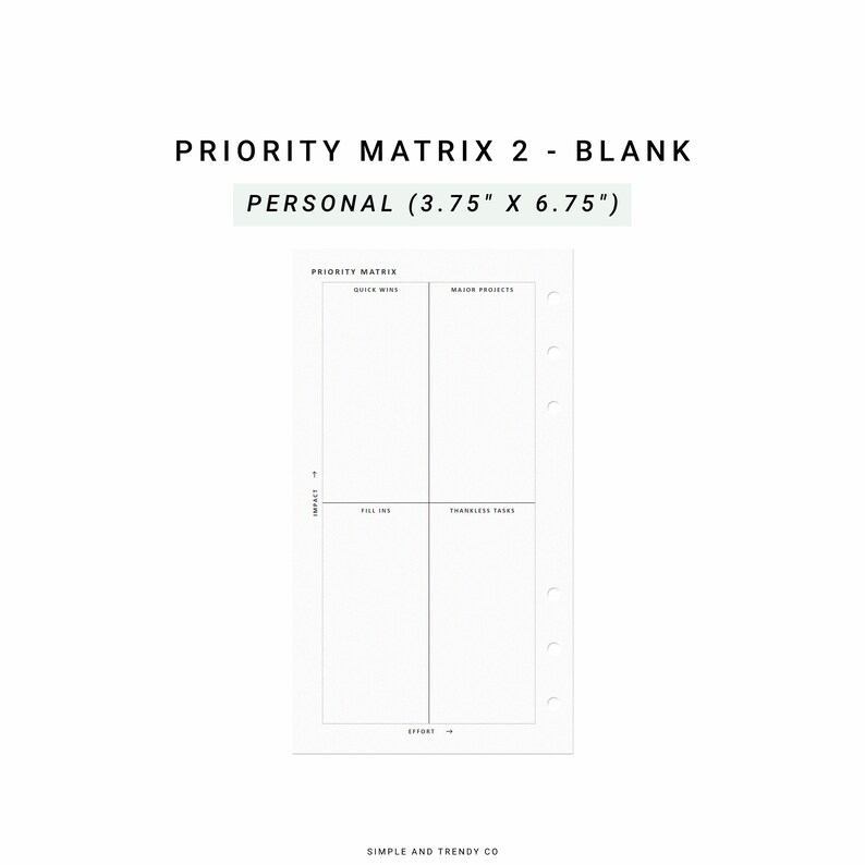 Action Priority Matrix Quick Wins Major Projects Fill Ins - Etsy