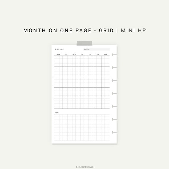 Month on One Page MO1P Happy Planner Mini Undated Monthly | Etsy