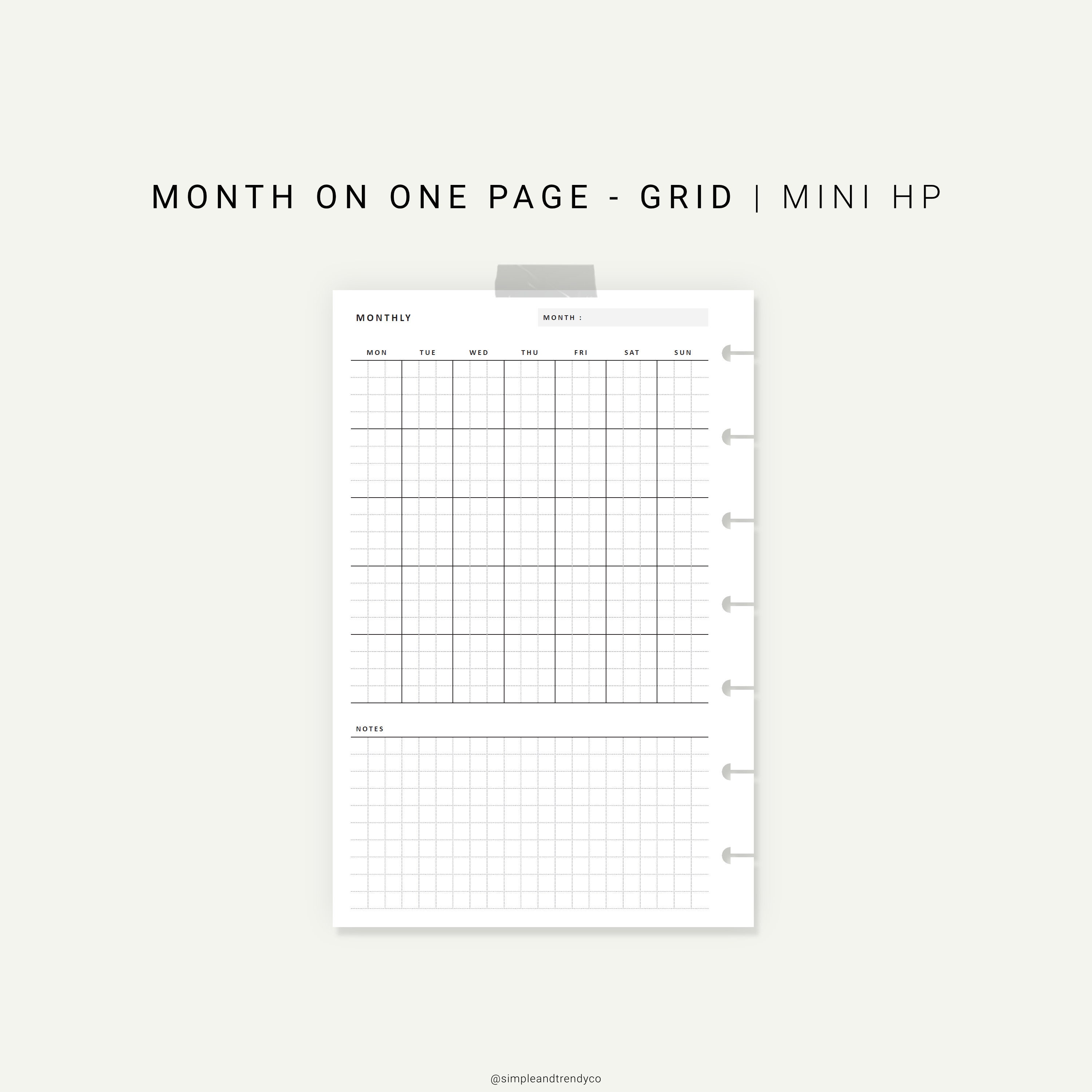 Month On One Page Horizontal Printable MO1P Happy Planner Classic Paper month-on-one-page-horizontal-printable-mo1p-happy-planner-classic-paper