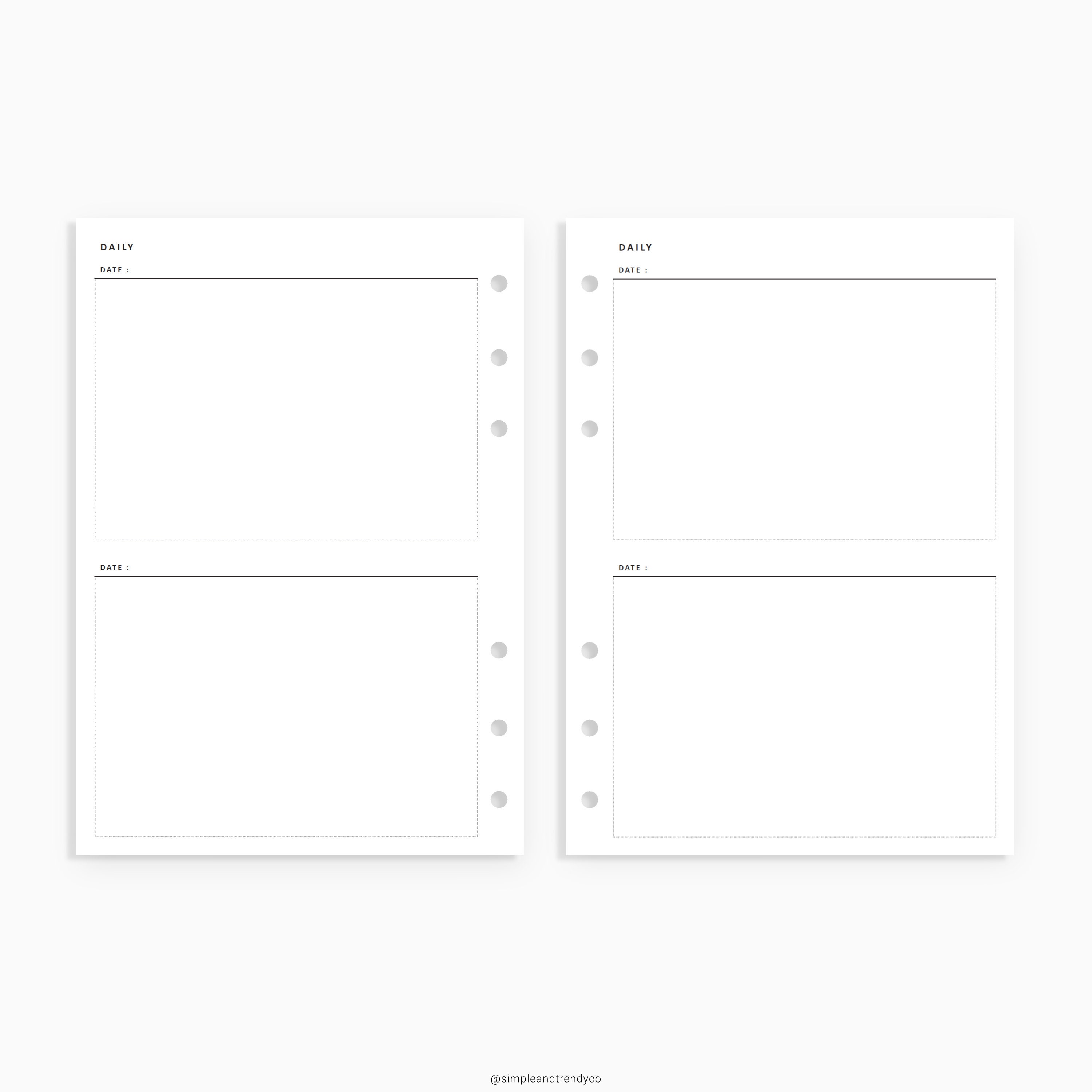 2 Days on 1 Page Personal Wide Printable Daily Planner Daily | Etsy