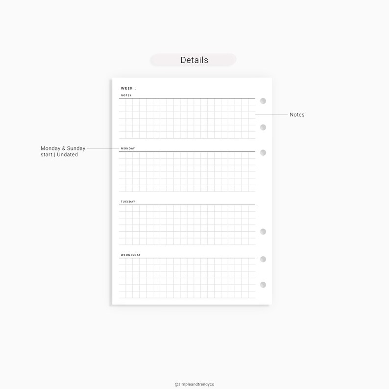 Weekly Planner Printable Personal Wide Weekly Schedule | Etsy