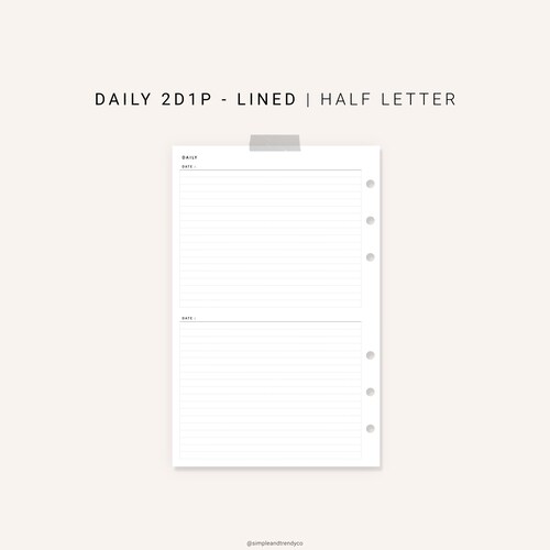 Daily Planner Printable Half Size Half Letter Inserts Daily | Etsy