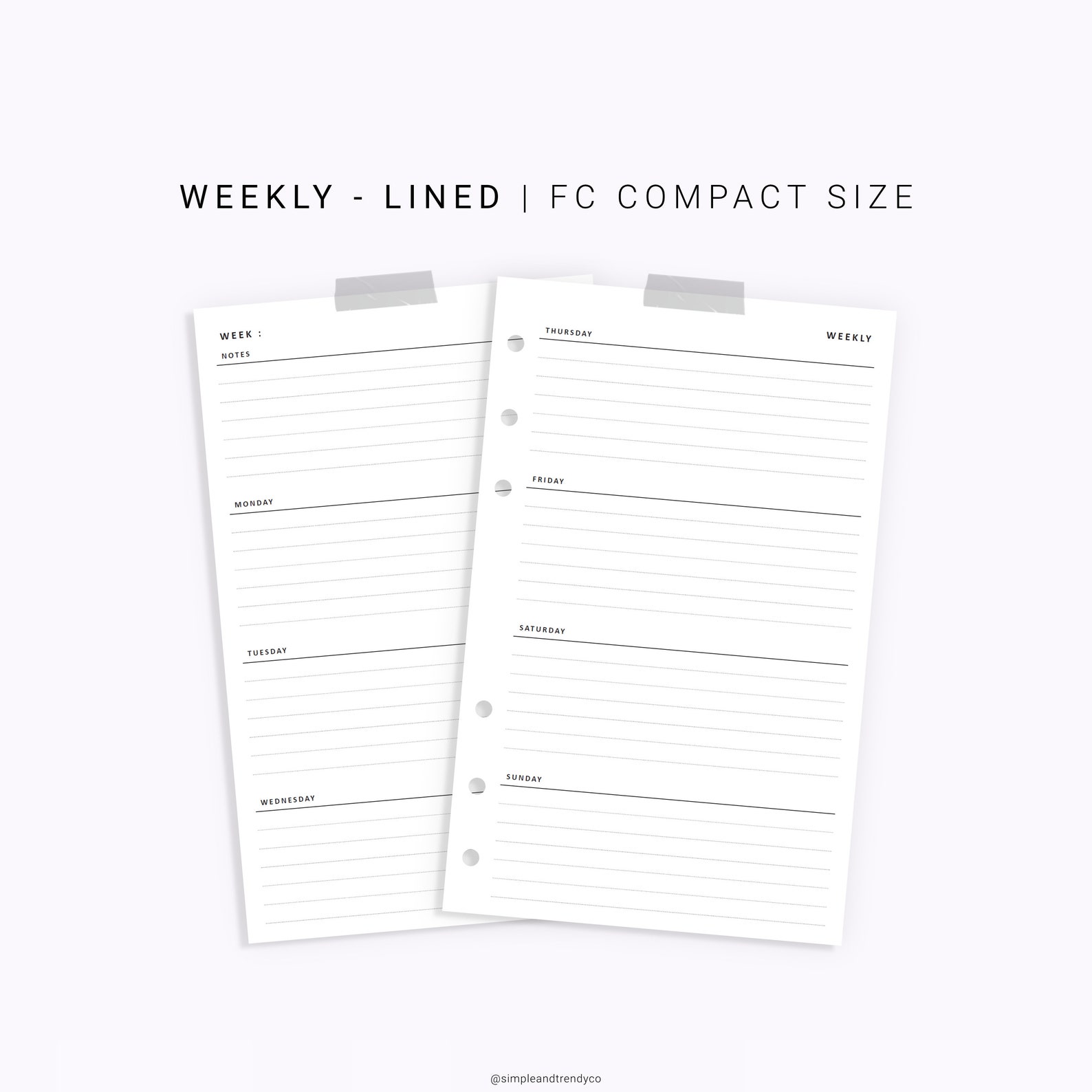 Weekly Planner Printable FC Compact Weekly Schedule | Etsy