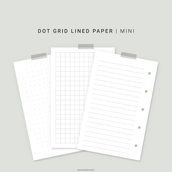 Dot Grid Lined Paper Mini Size Filofax Mini Printable | Etsy