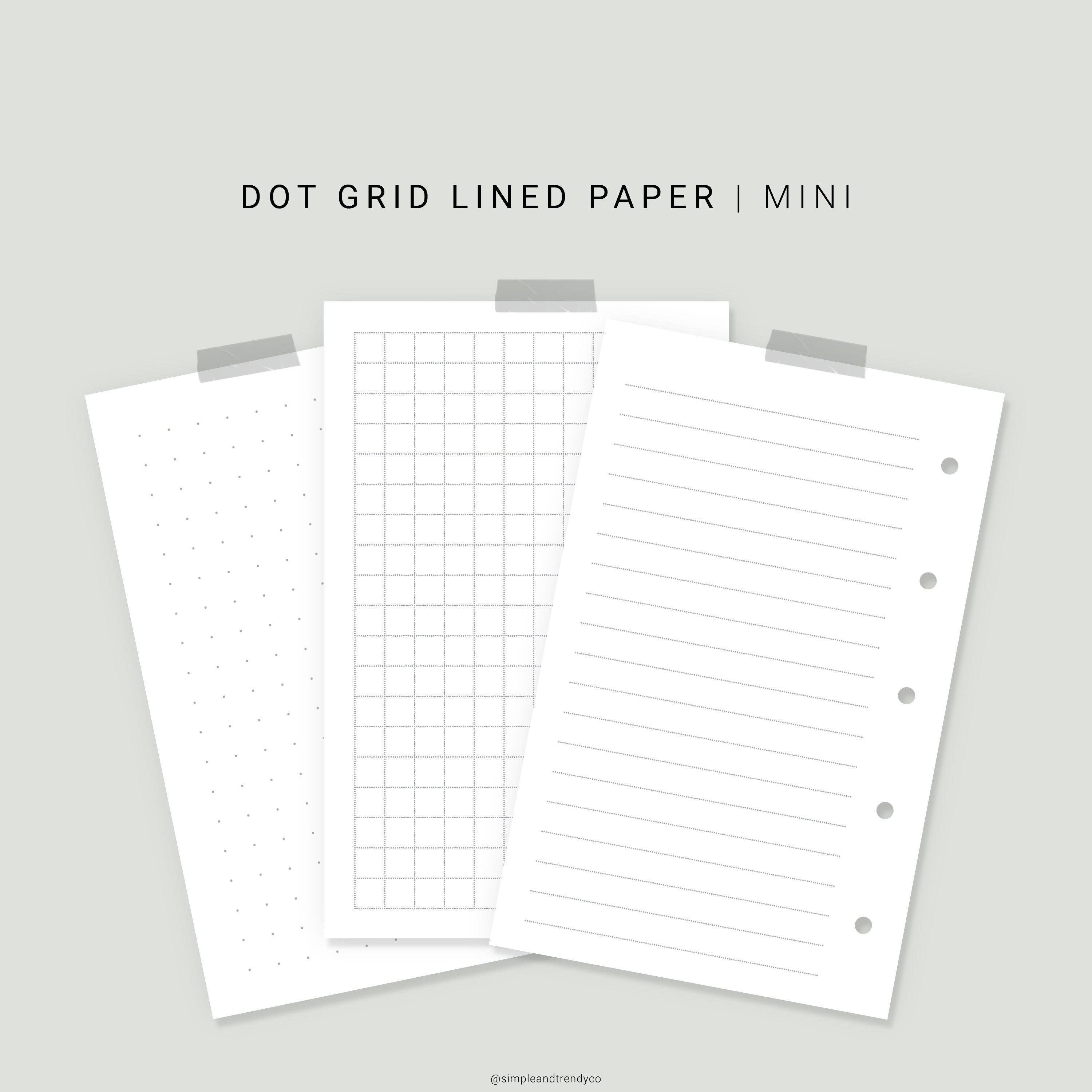 Dot Grid Lined Paper Mini Size Filofax Mini Printable | Etsy