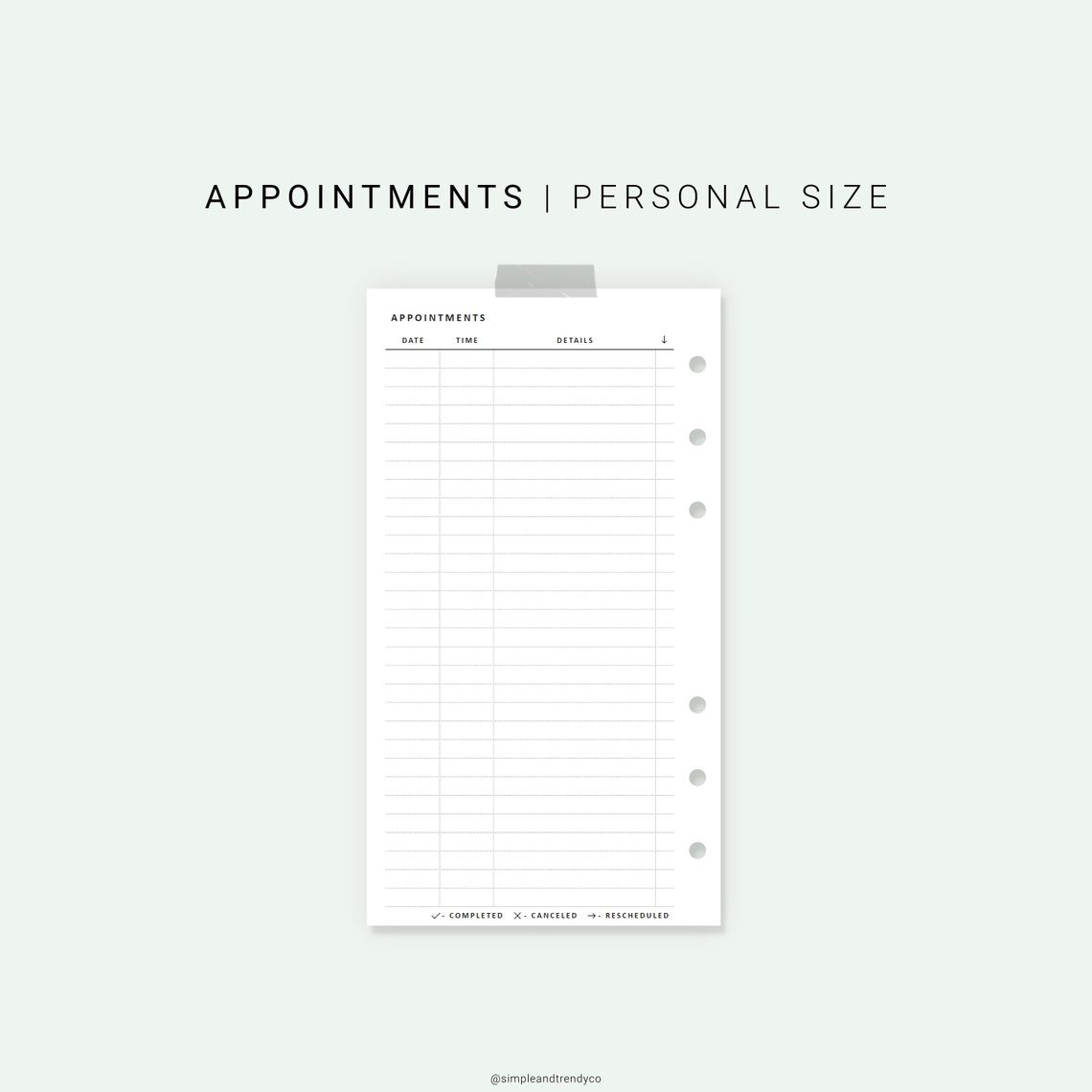 Appointments Personal Planner Inserts Appointment Printable | Etsy
