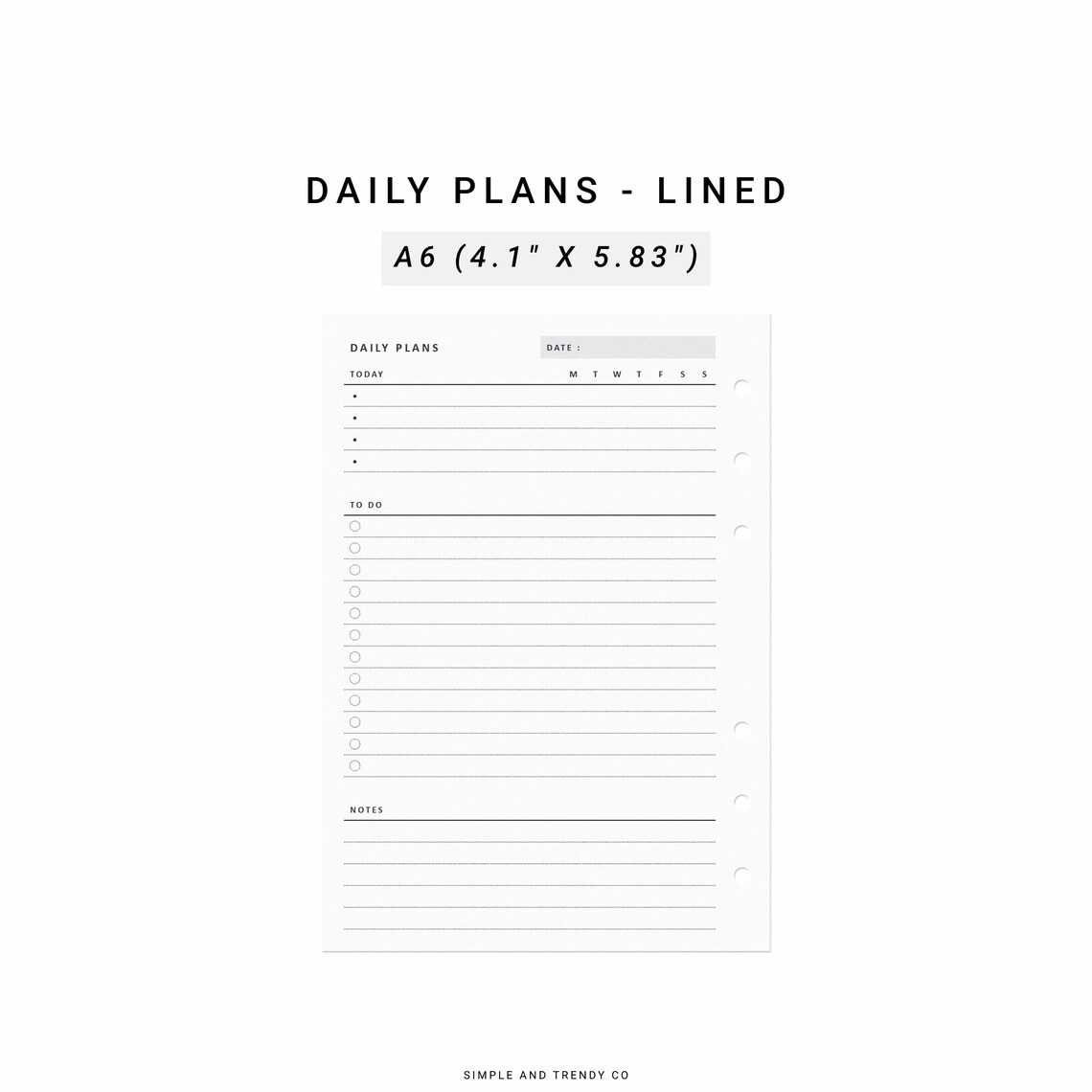 Daily Planner Printable A6 Inserts Daily Organizer Daily - Etsy