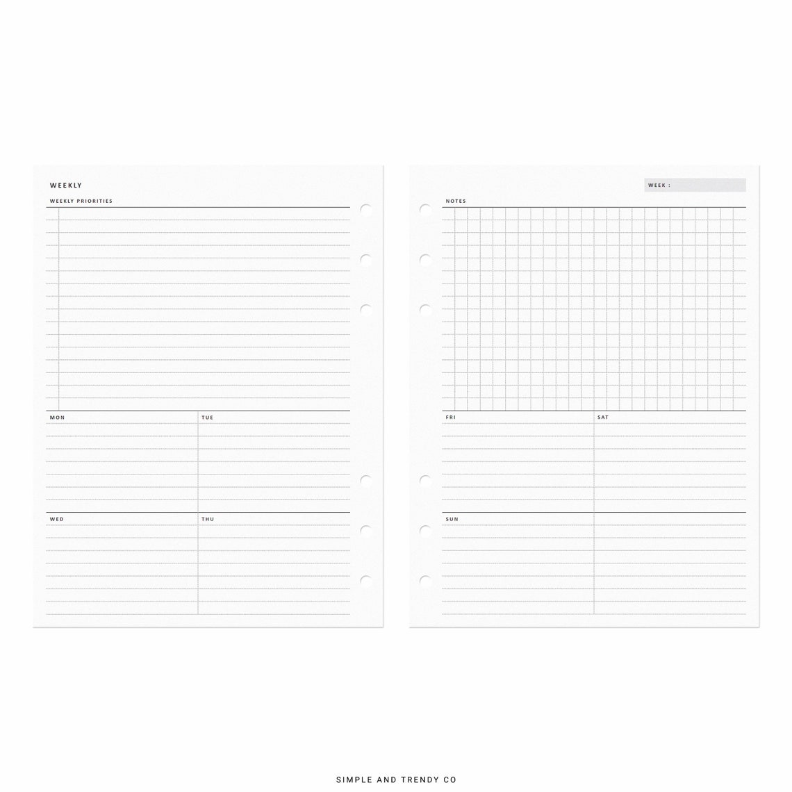 Weekly Planner B6 Inserts Weekly Agenda WO2P Printable - Etsy