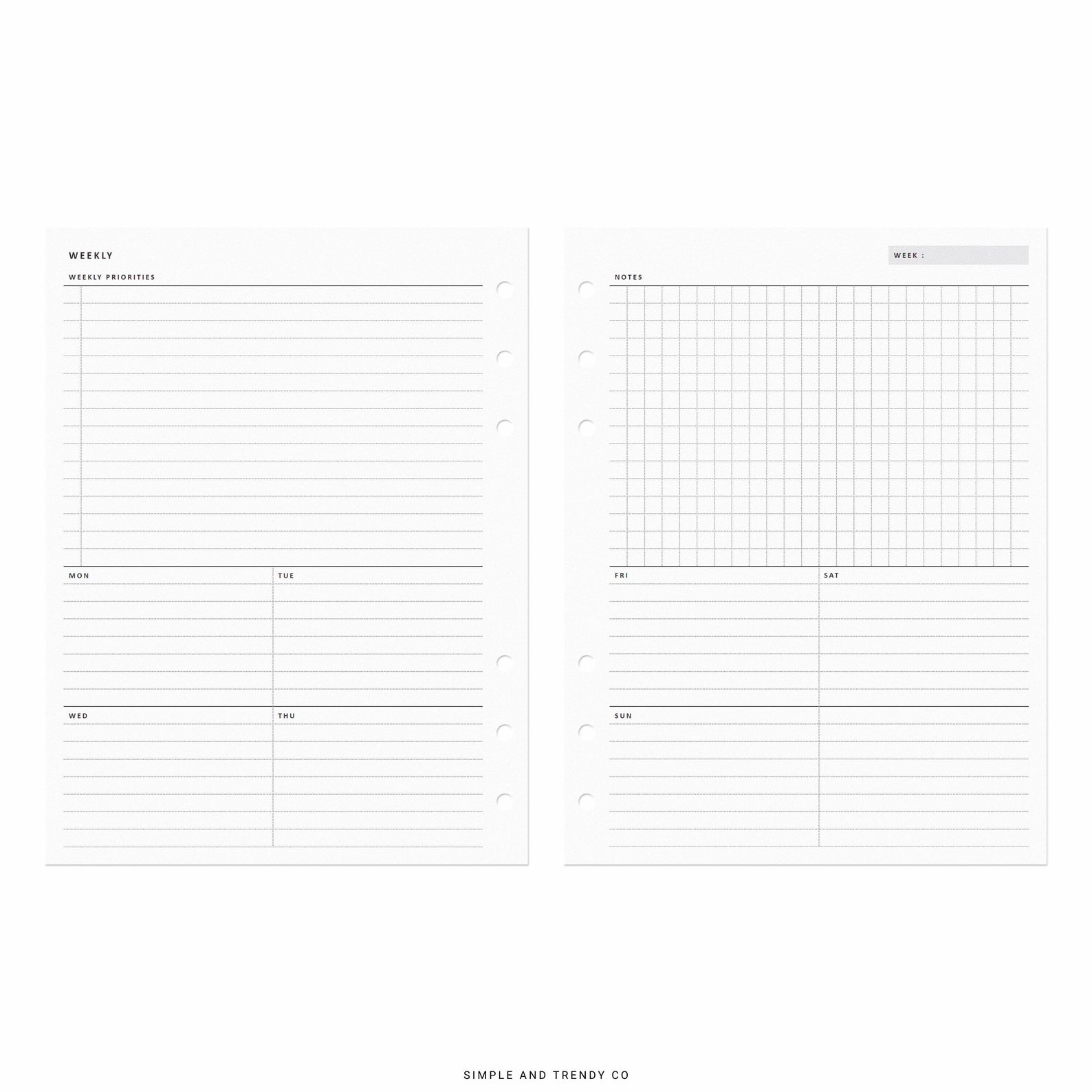 Weekly Planner B6 Inserts Weekly Agenda WO2P Printable - Etsy