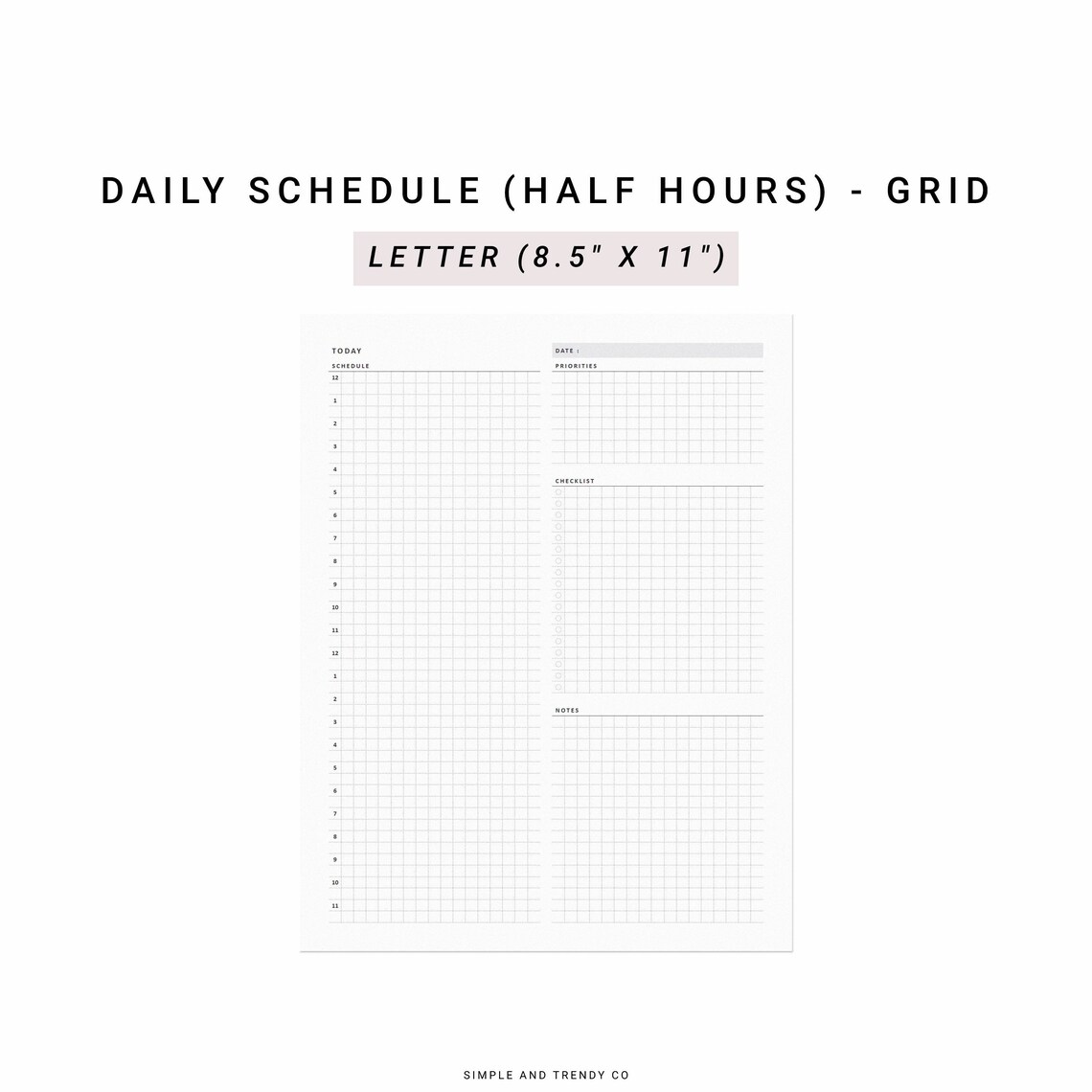 Daily Planner Printable US Letter Size Daily Planners and - Etsy