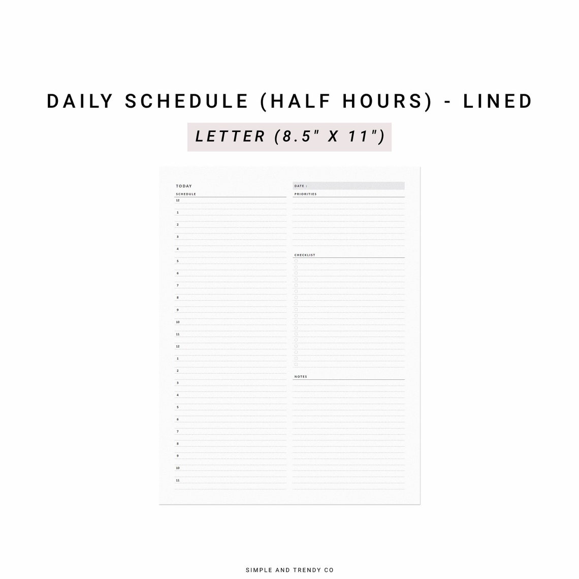 Daily Planner Printable US Letter Size Daily Planners and - Etsy