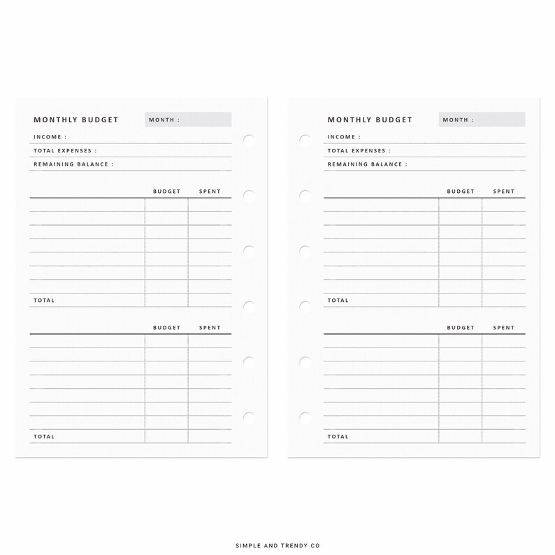 Budget Planner Printable Pocket XL Monthly Budget Template - Etsy