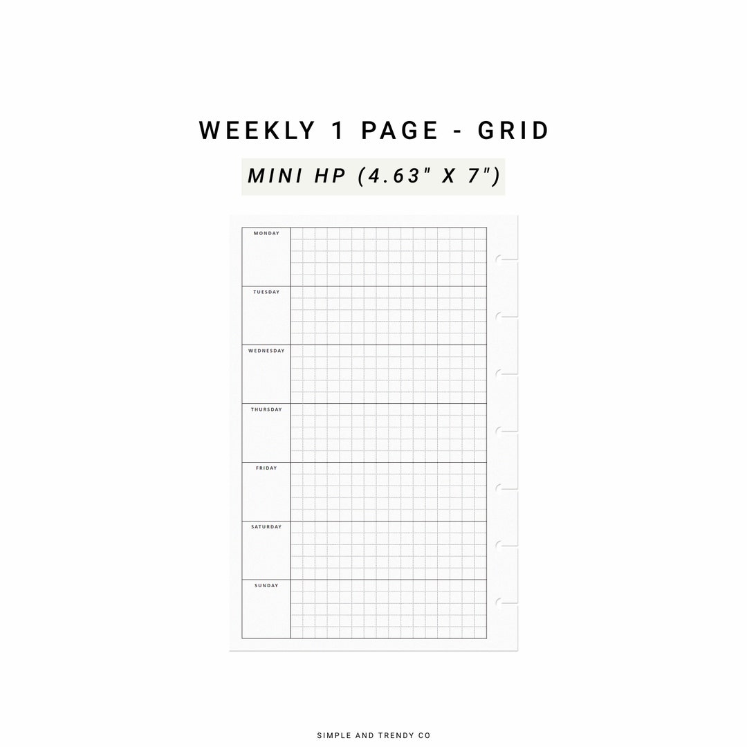 Weekly on One Page, Weekly Planner Pages Printable Happy Planner Mini ...