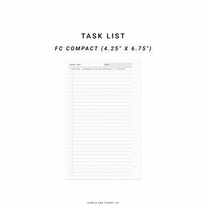 Printable to Do List FC Compact, Daily to Do List, Printable Task List, Daily Task Planner ...