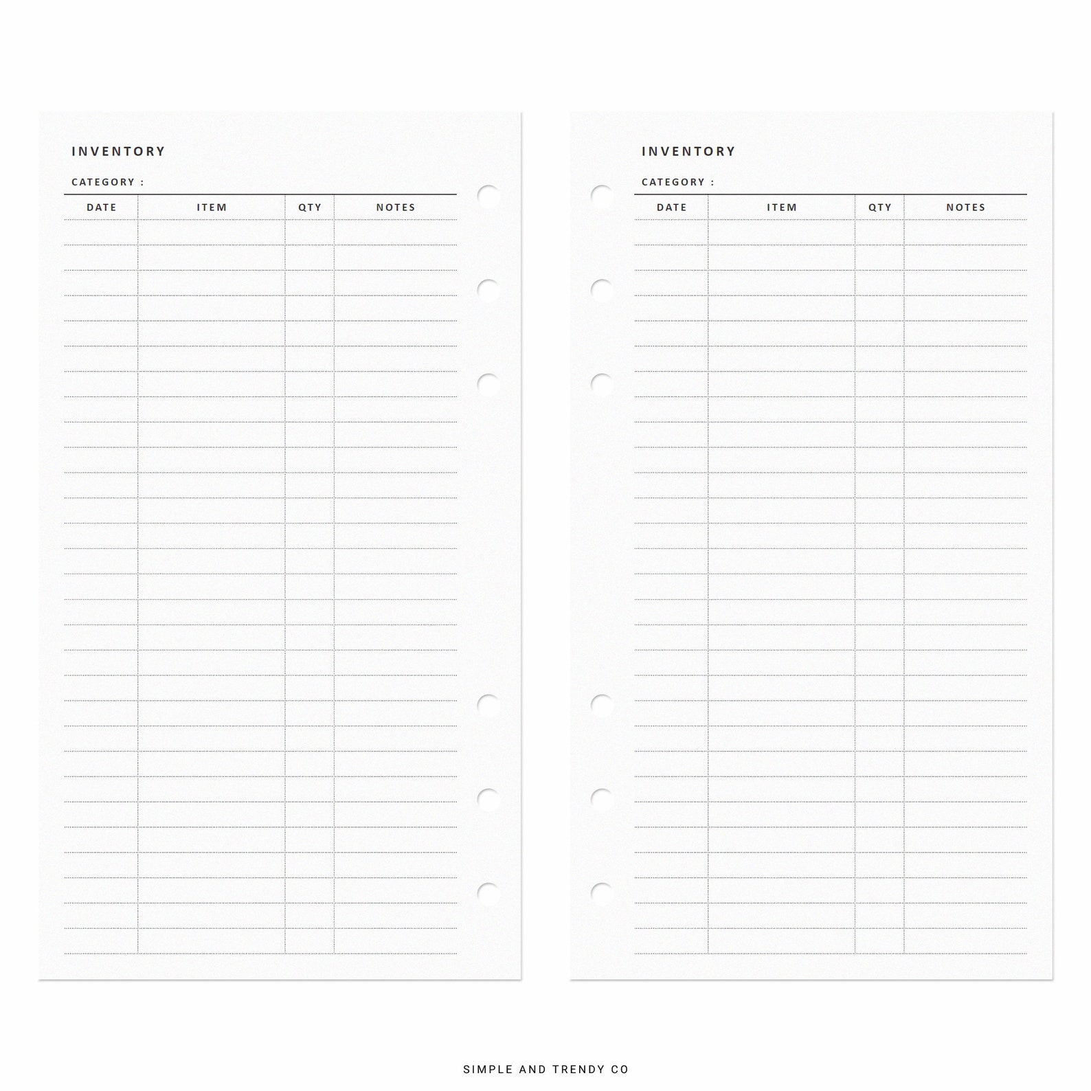 Inventory Tracker Printable Personal Planner Inserts - Etsy