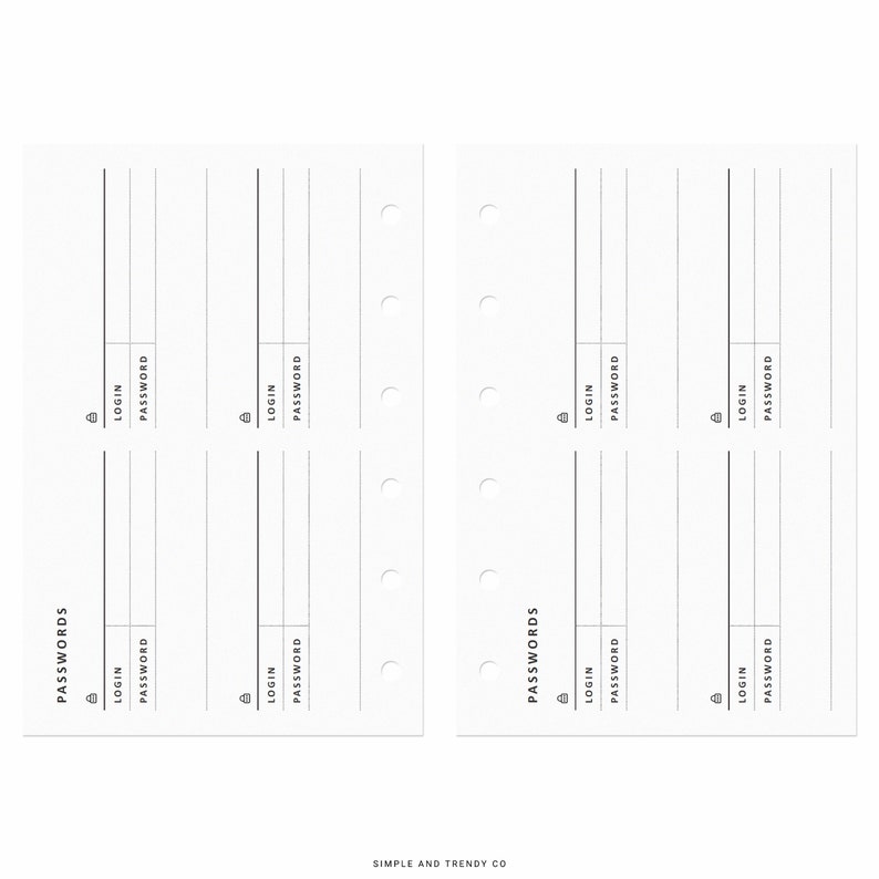 Printable Password Log Pocket Size Password Keeper Password - Etsy