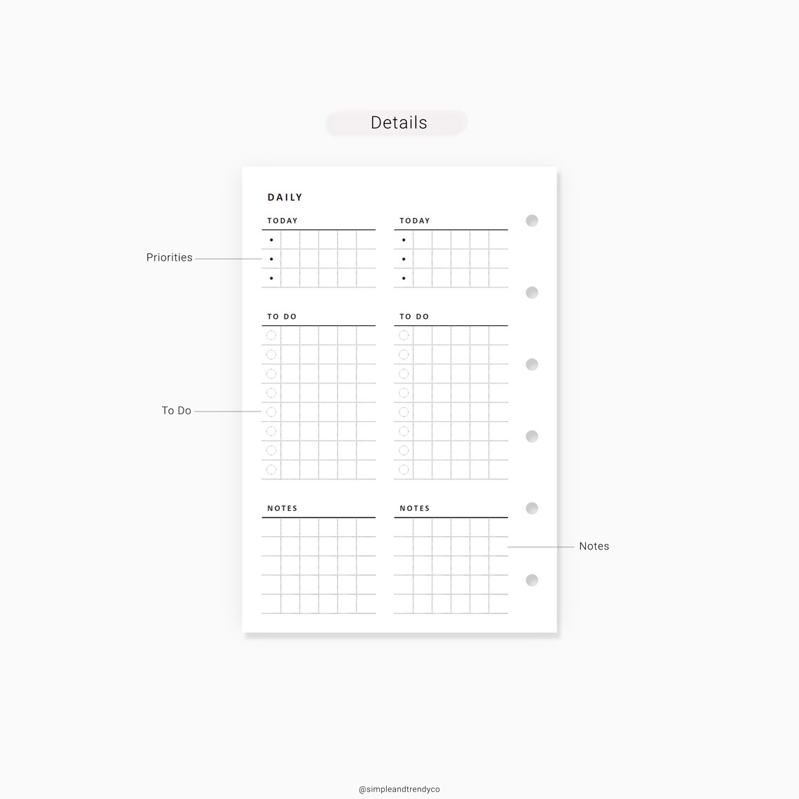 Daily 2 Days on 1 page Pocket size Daily To Do List Day | Etsy