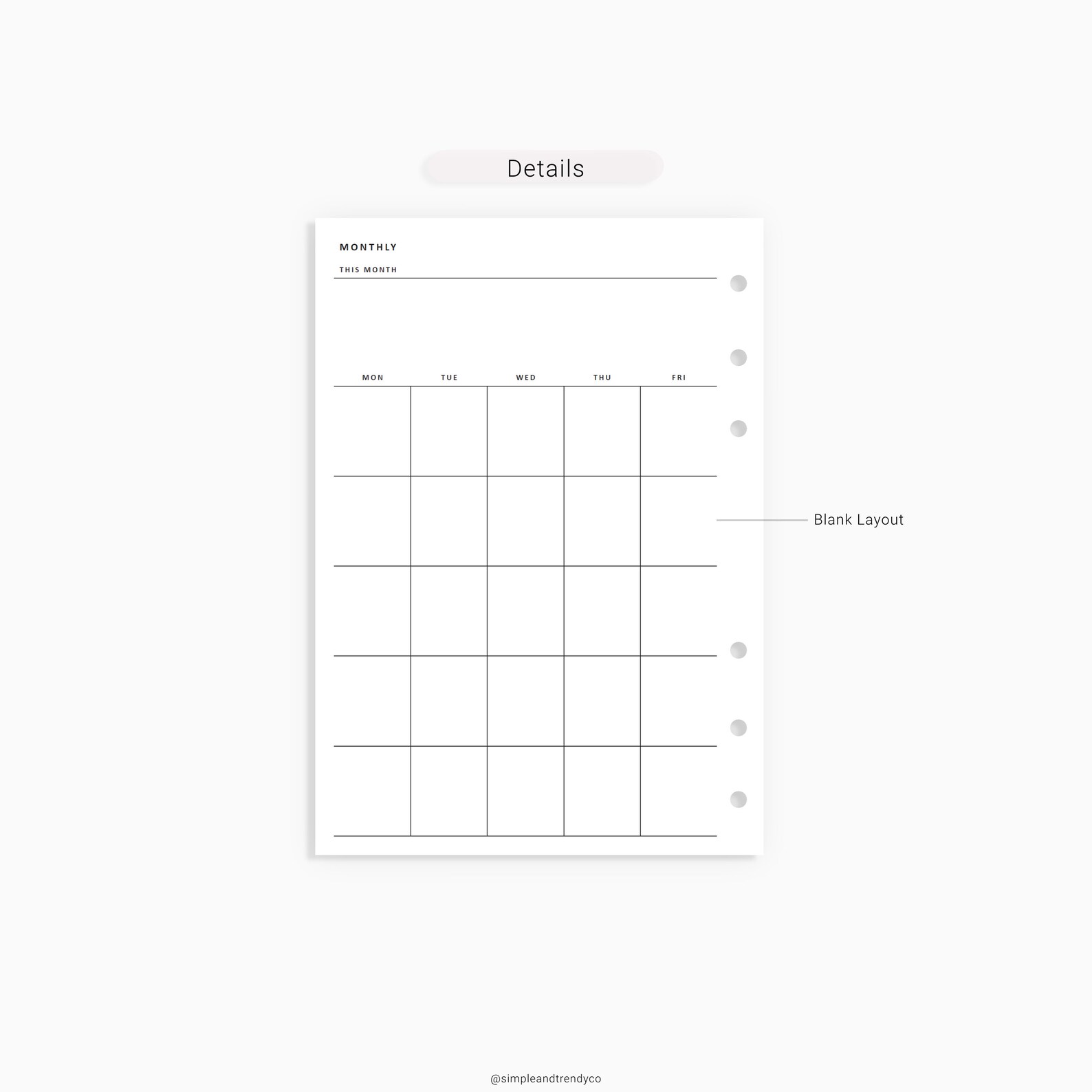 Monthly Planner Personal Wide Printable Monthly Notes | Etsy