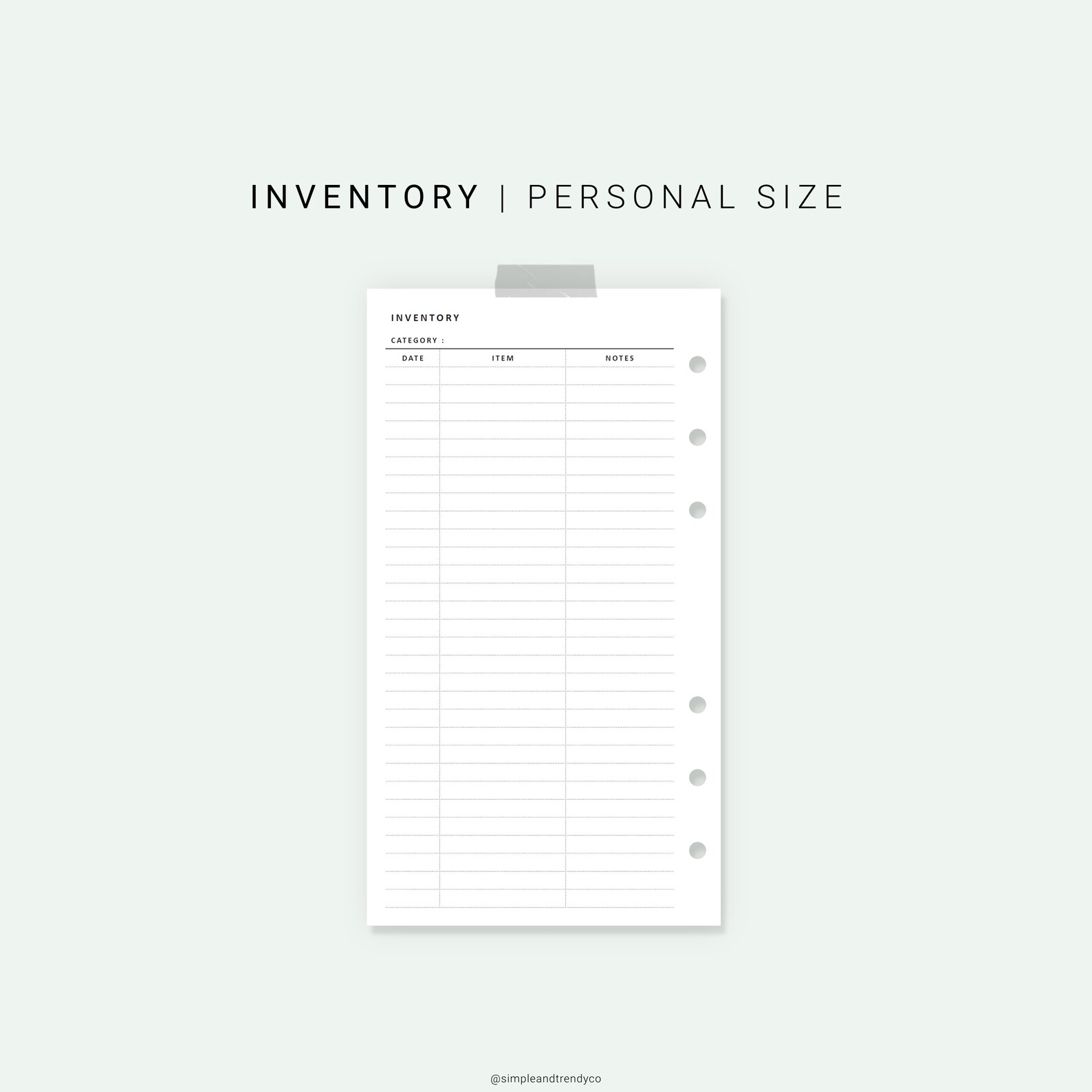 Inventory Tracker Printable Personal Planner Inserts | Etsy