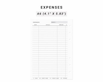 Expense Tracker US Letter Size, Printable Personal Expenses Organizer ...