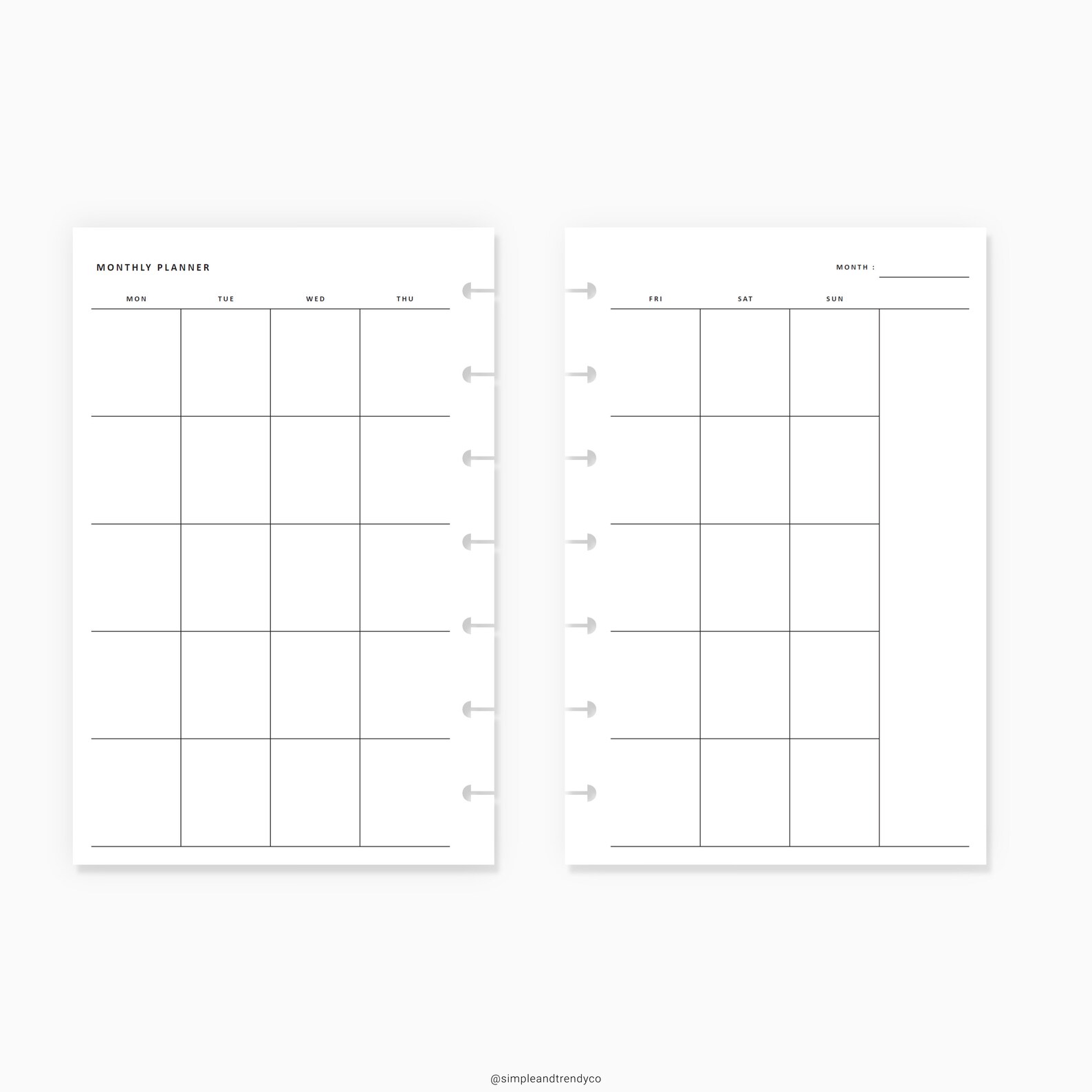 Monthly Planner Printable Minimalist Planner Happy Planner | Etsy